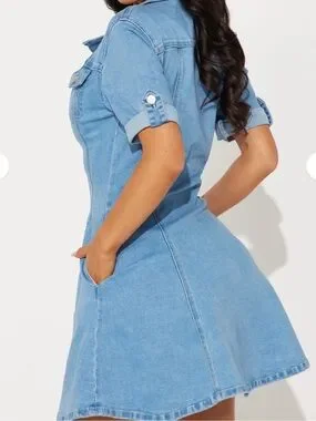 Fashion Nova | Dresses | Fashion Nova Light Blue Denim Buttonfront Mini ...